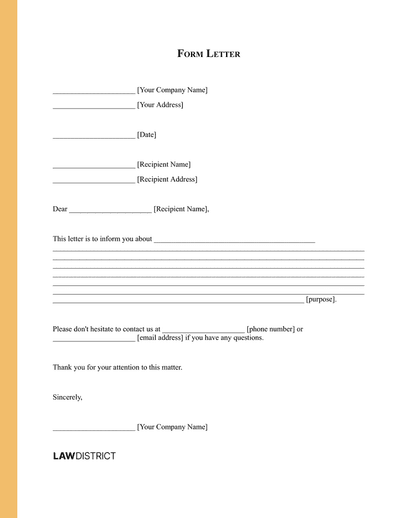 Free Form Letter Template | PDF & Word | Lawdistrict