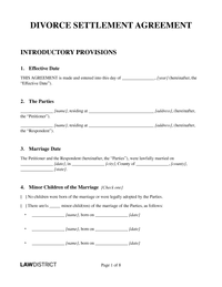 Free Marital Settlement Agreement | Divorce Template | Lawdistrict