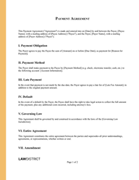 Payment Agreement Template | Payment Plan Letter | | Lawdistrict
