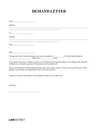Free Demand Letter for Payment | Legal Demand Letter | Lawdistrict