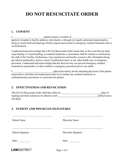 Free Printable DNR Form | PDF & Word | Lawdistrict