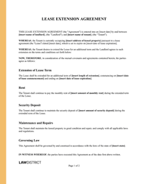 Lease Extension Agreement | Residential & Commercial | Lawdistrict