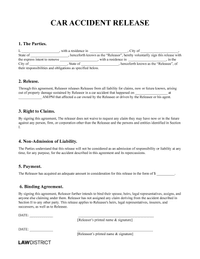 Car Accident Release of Liability Form | Free Template & Sample ...