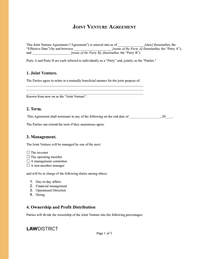 Joint Venture Agreement | Free Joint Venture Template | Lawdistrict