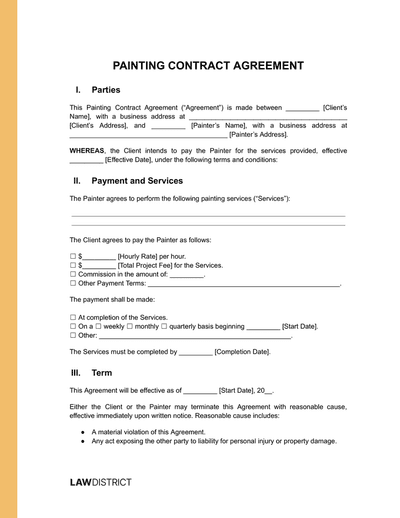 Free Painting Contract Template | Lawdistrict